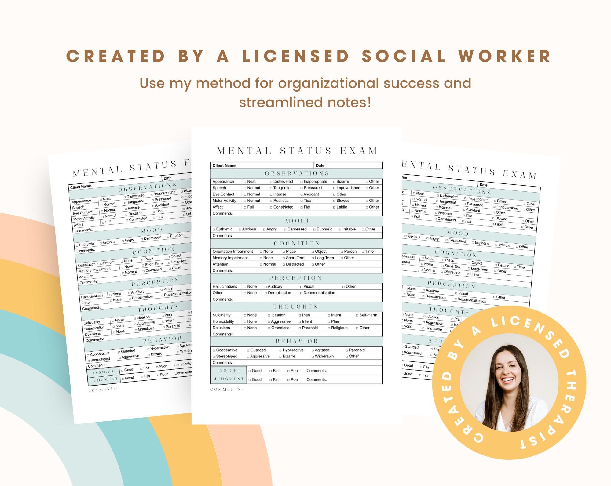 Mental Status Exam Templates, MSE Note Example for Therapy and Mental ...