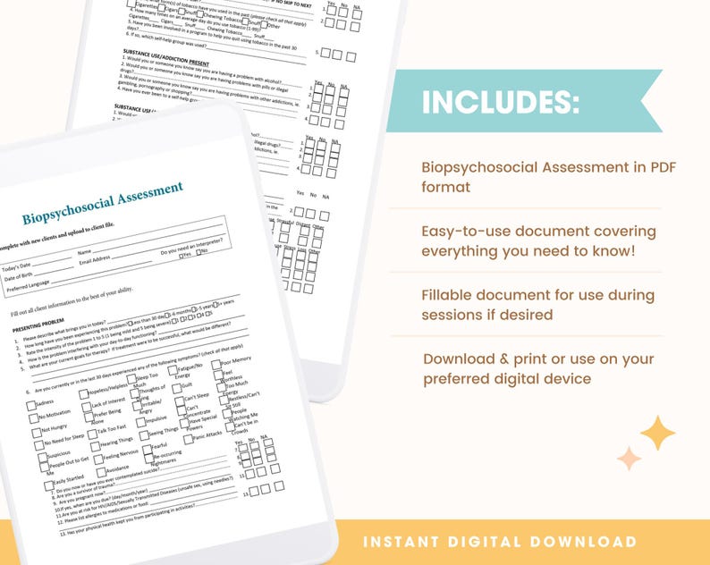 Biopsychosocial Assessment Forms, Psychosocial Therapy Assessment ...