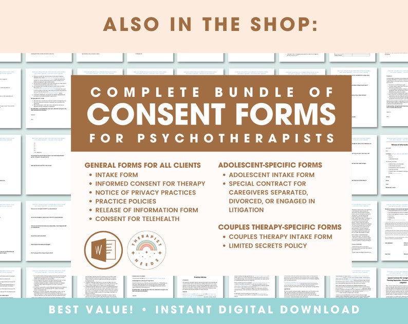 Intake Form Therapy - Intake Form for Counselors, Psychotherapists ...