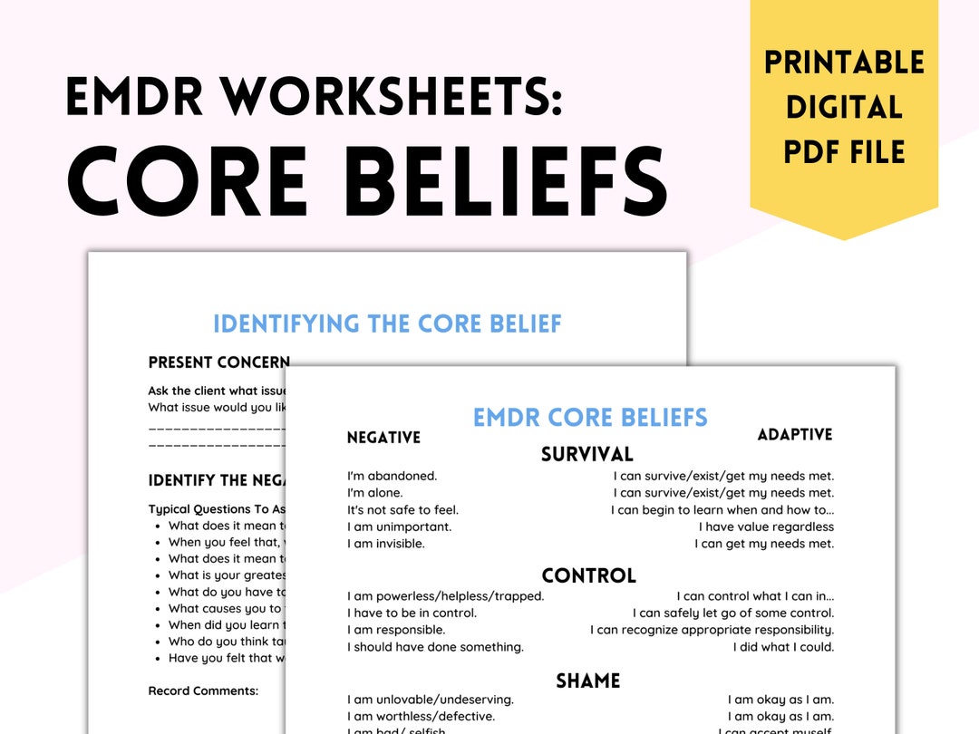 EMDR Worksheets: Identifying Core Beliefs EMDR Resources - Etsy EMDR Worksheets: Identifying Core Beliefs EMDR Resources - Etsy