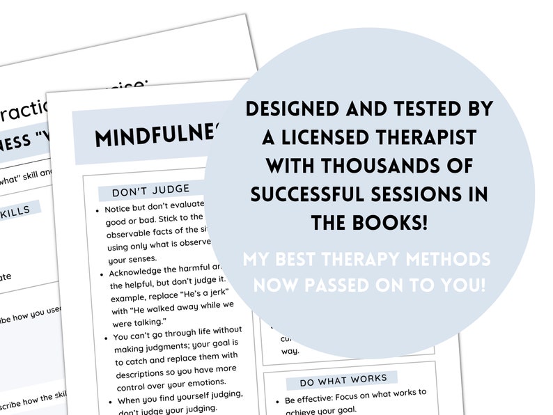 DBT Skills Training Worksheets & Handouts: Mindfulness DBT - Etsy