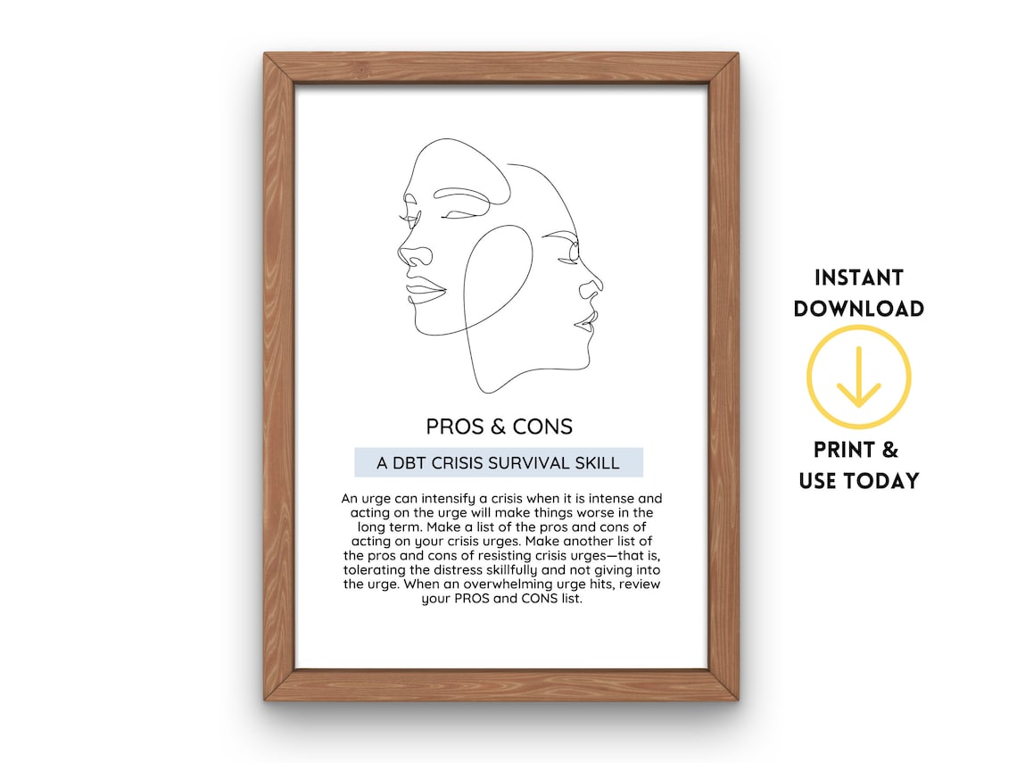 DBT Poster on DBT Pros & Cons Skill Therapist Office Decor, Counselor ... DBT Poster on DBT Pros & Cons Skill Therapist Office Decor, Counselor ...