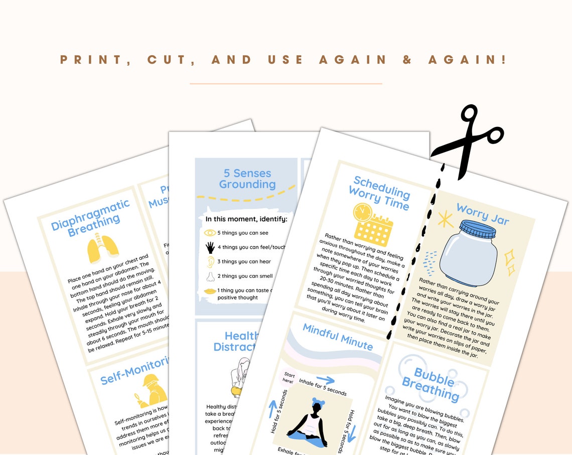 CBT Coping Cards CBT Interventions for Teens and Adults, CBT Anxiety ...