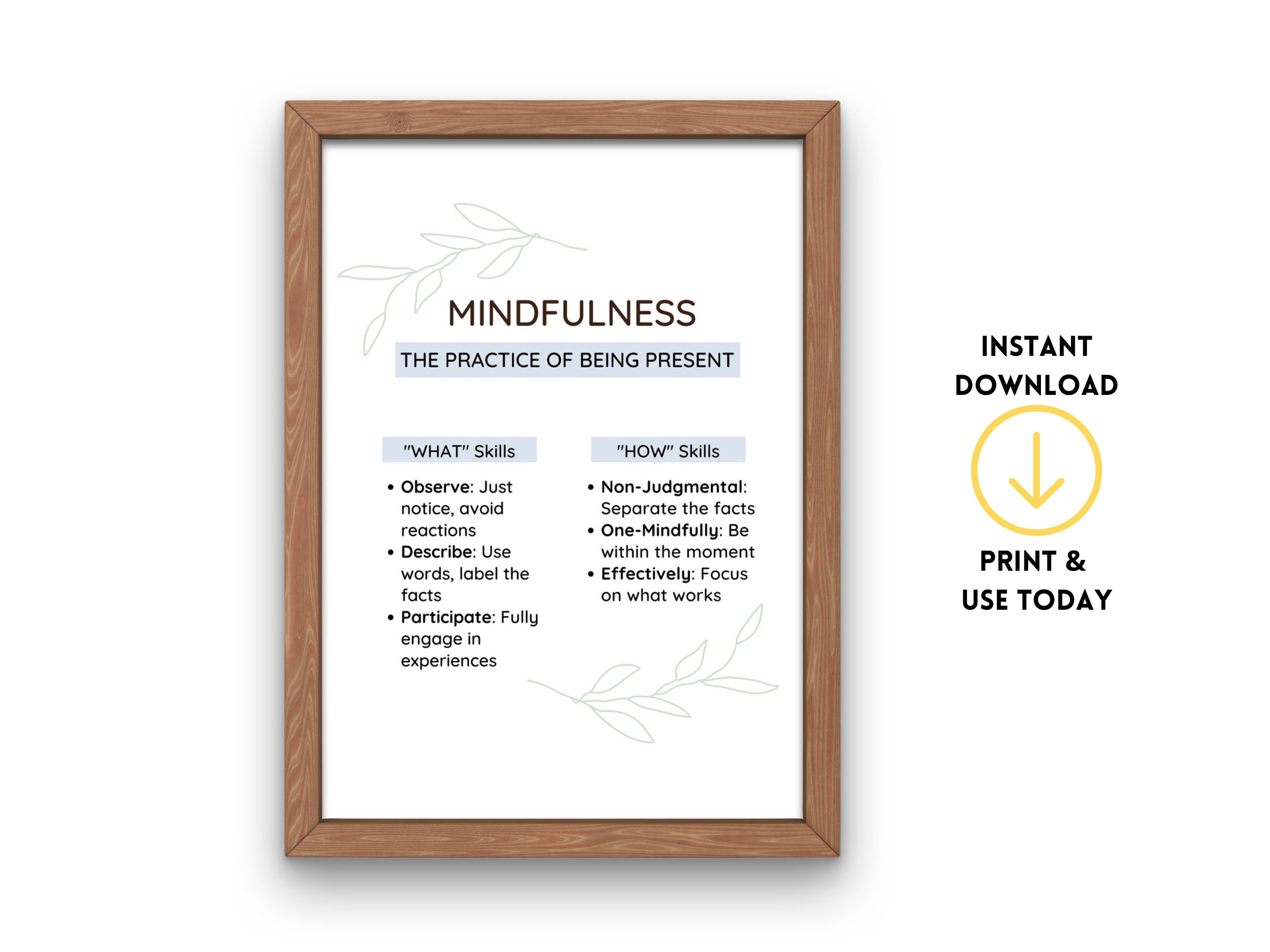 DBT Poster on Mindfulness Counselor Office Decor, Therapist Office Sign ...