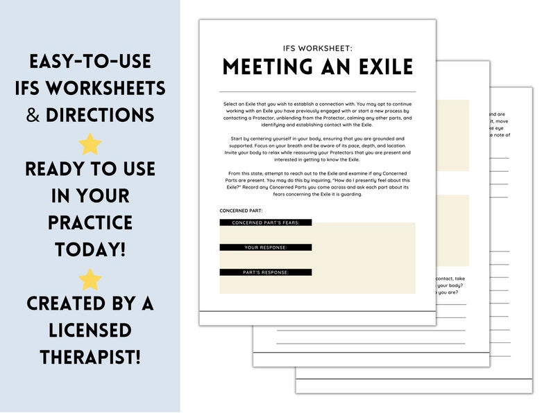IFS Parts Exercise on Exiles Internal Family Systems Therapy - Etsy