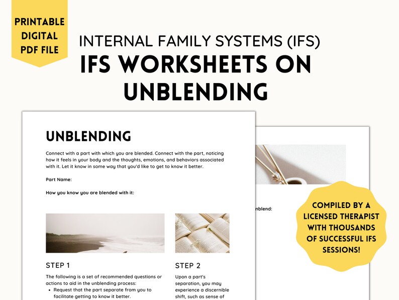 IFS Parts Worksheet on Unblending Parts Internal Family - Etsy