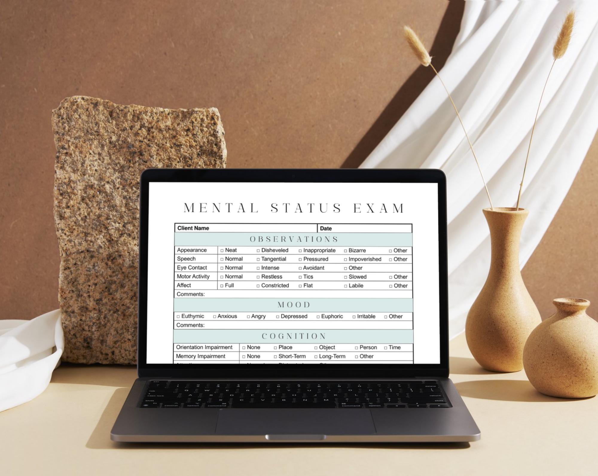 Mental Status Exam Templates, MSE Note Example for Therapy and Mental ...