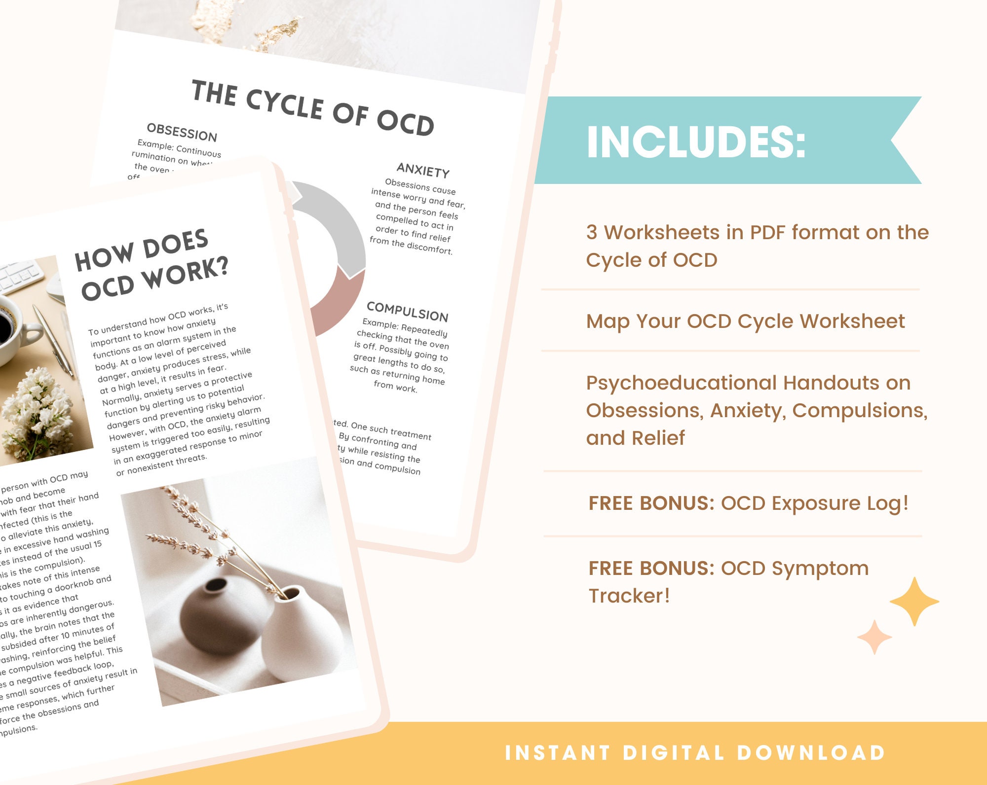 Cycle of OCD Therapy Worksheets OCD Handout for Therapists, Counselors ...