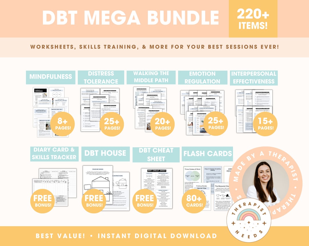 DBT Bundle DBT Flash Cards, Therapy Worksheets, DBT Skills Training ...