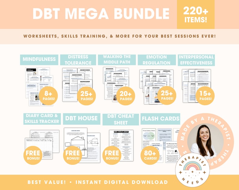 DBT Bundle DBT Flash Cards, Therapy Worksheets, DBT Skills Training ...