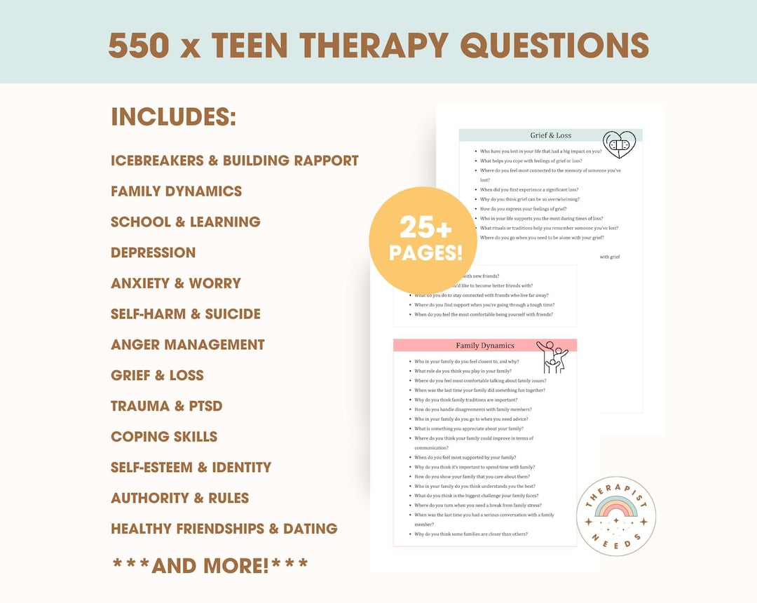 Therapy Questions for Teens: 550 Therapy Sessions Questions, Anxiety ...