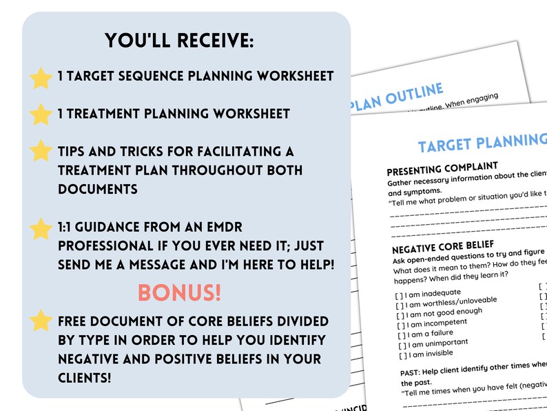 EMDR Worksheets: Treatment Plan EMDR Resources Trauma - Etsy