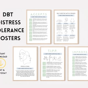 DBT Posters Bundle on Distress Tolerance Therapist Office Decor ...