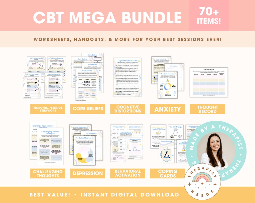 CBT Worksheets Bundle! CBT Interventions for Teens and Adults, CBT ...