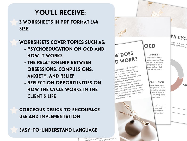 Cycle of OCD Therapy Worksheets OCD Handout for Therapists - Etsy