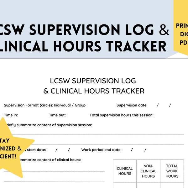 Clinical Social Worker Supervision and Licensing Hours Tracker - Etsy Clinical Social Worker Supervision and Licensing Hours Tracker - Etsy