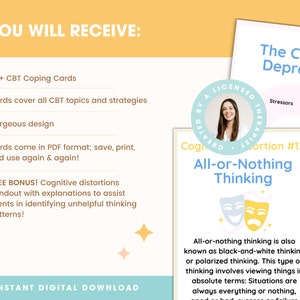 CBT Coping Cards CBT Interventions for Teens and Adults, CBT Anxiety ...