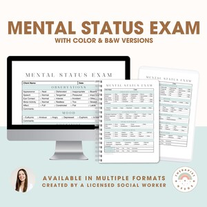 Mental Status Exam Templates, MSE Note Example for Therapy and Mental ...