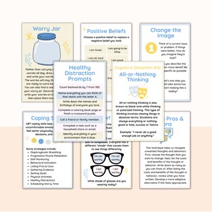 CBT Coping Cards CBT Interventions for Teens and Adults, CBT Anxiety ...