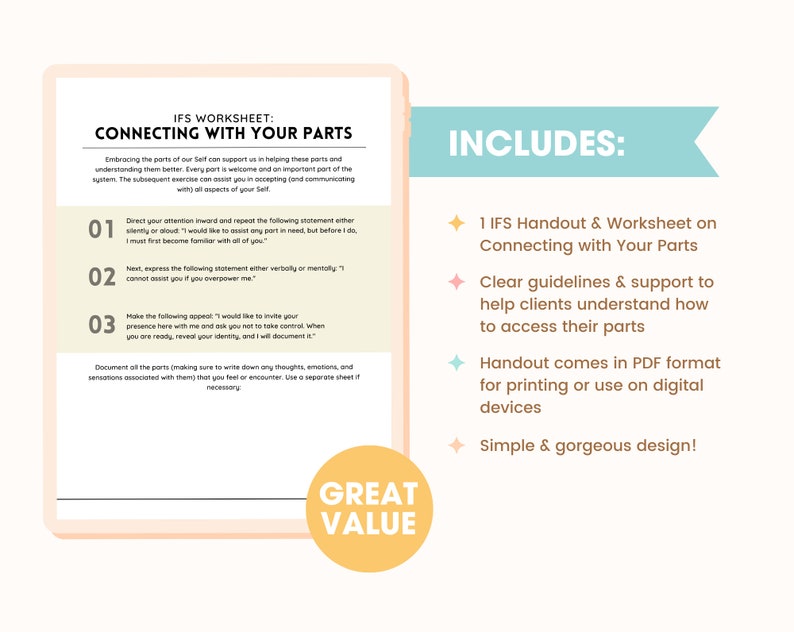 IFS Parts Worksheet on Identifying Parts Internal Family Systems ...