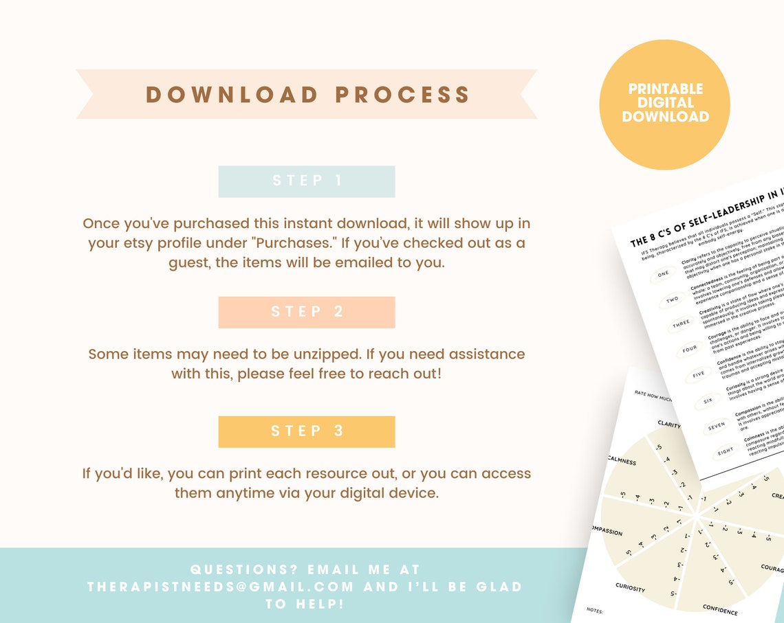 IFS Worksheets: 8 C's of Self! Internal Family Systems Therapy Exercise ...