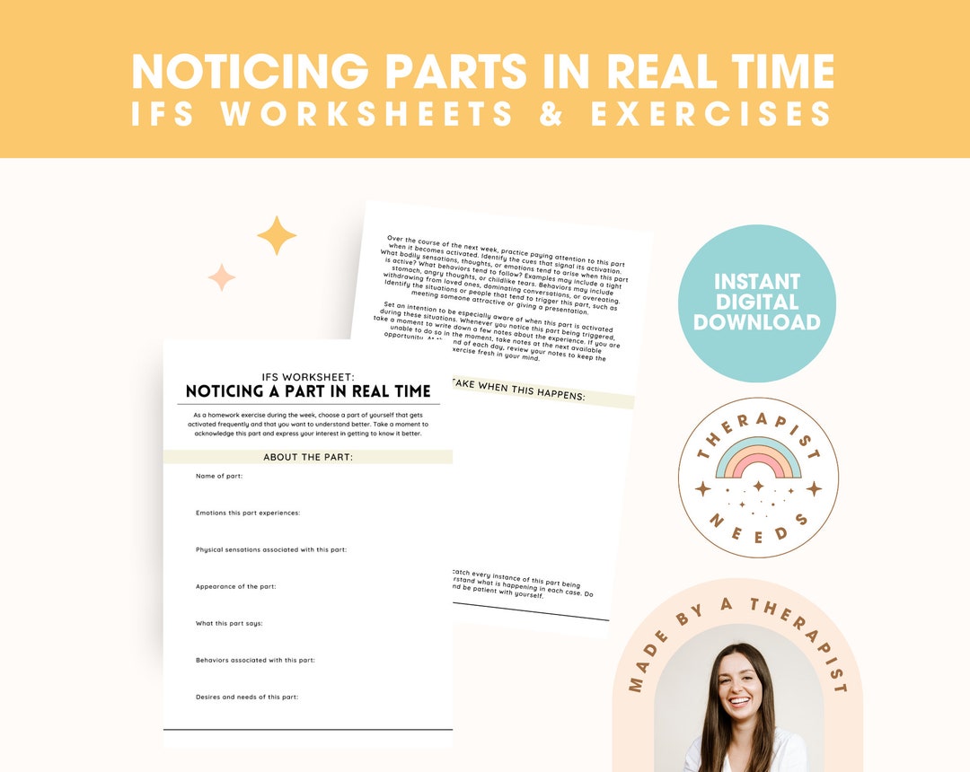 IFS Worksheets Parts! Internal Family Systems Therapy Exercise ...