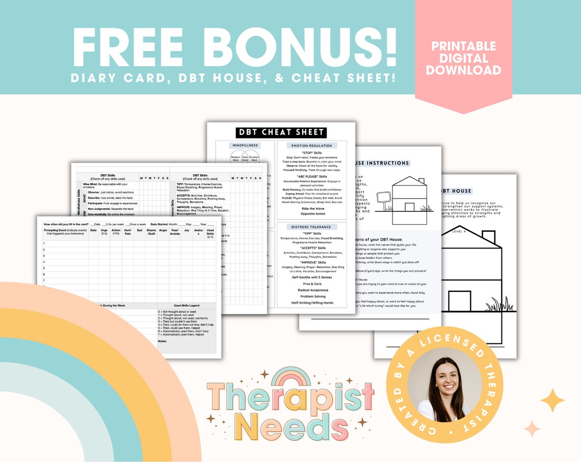 DBT Bundle DBT Flash Cards, Therapy Worksheets, DBT Skills Training ...