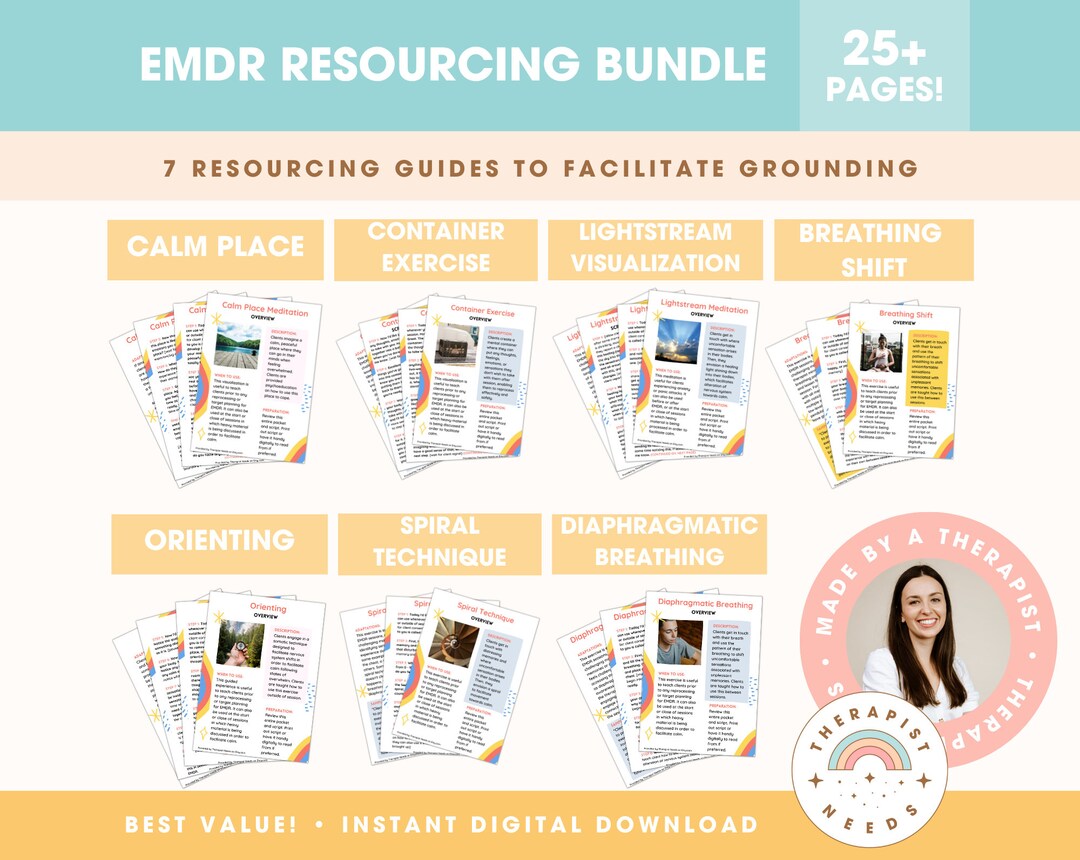 EMDR Resourcing Bundle: 7 EMDR Resource Guides EMDR Scripts, Trauma ...