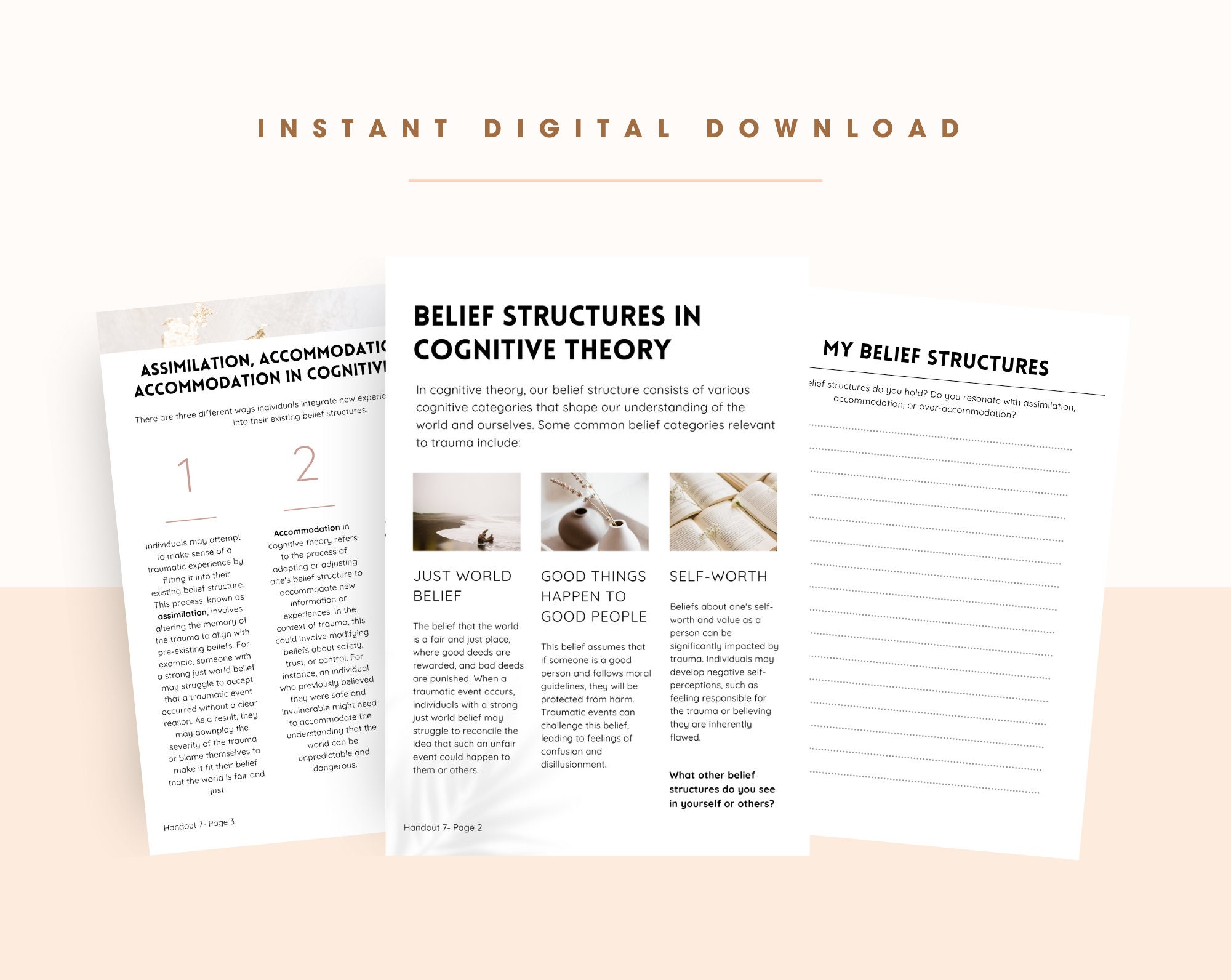 CPT for Trauma Worksheets & Handouts on Challenging Stuck Points ...