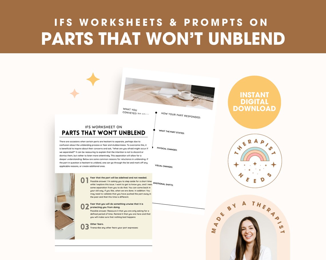 IFS Parts Worksheet on Unblending Parts, Internal Family Systems ...