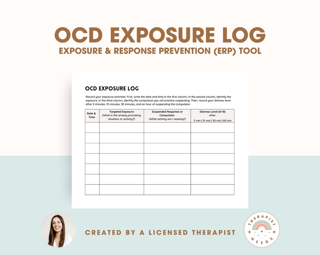 OCD Exposures Log Tracker OCD Worksheet for Therapists, Counselors ...