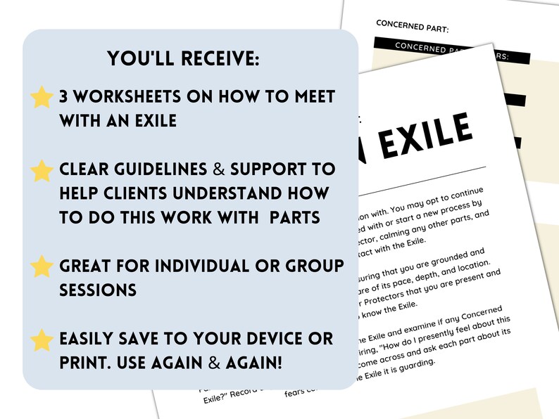 IFS Parts Exercise on Exiles Internal Family Systems Therapy - Etsy