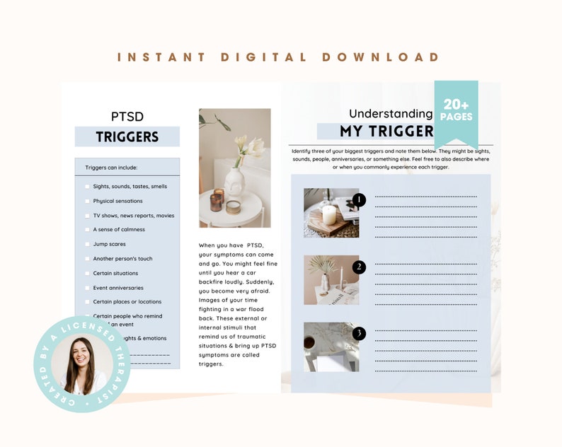 PTSD Worksheets for Teens & Adults: Trauma Therapy Bundle, PTSD ...
