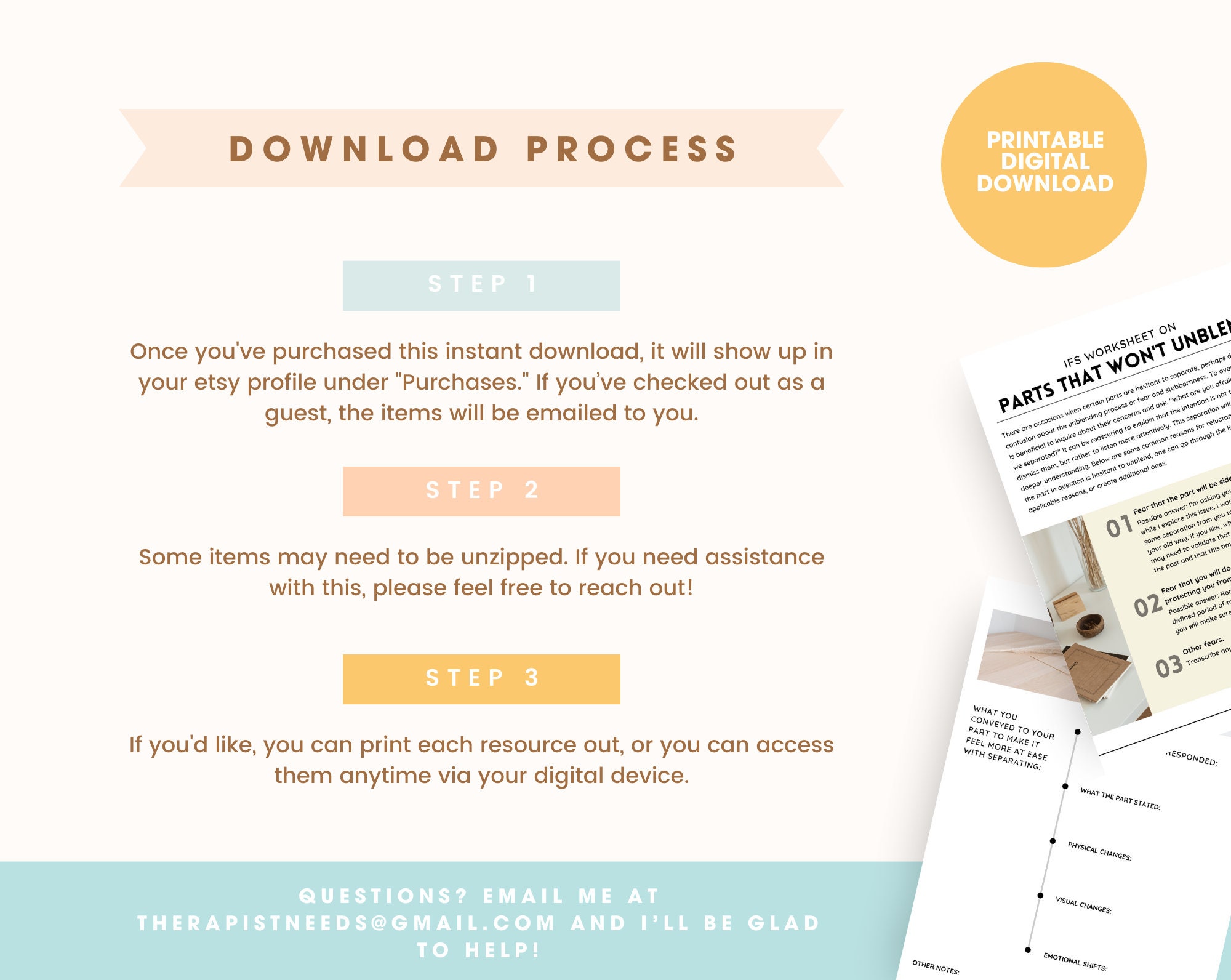 IFS Parts Worksheet on Unblending Parts, Internal Family Systems ...