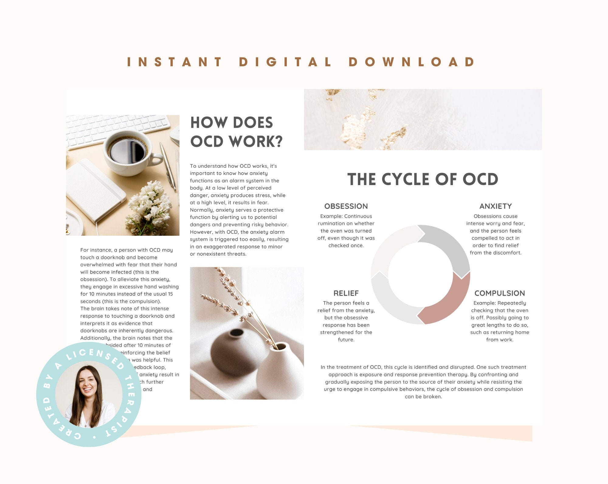 Cycle of OCD Therapy Worksheets OCD Handout for Therapists, Counselors ...