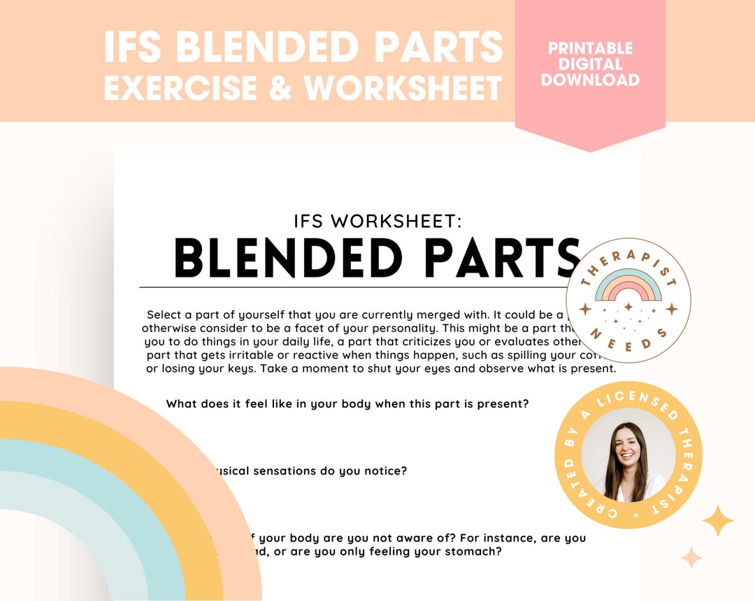 IFS Parts Worksheet on Blended Parts, Internal Family Systems Therapy ...