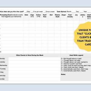 DBT Diary Card DBT Skills Tracker Therapy Worksheets & - Etsy
