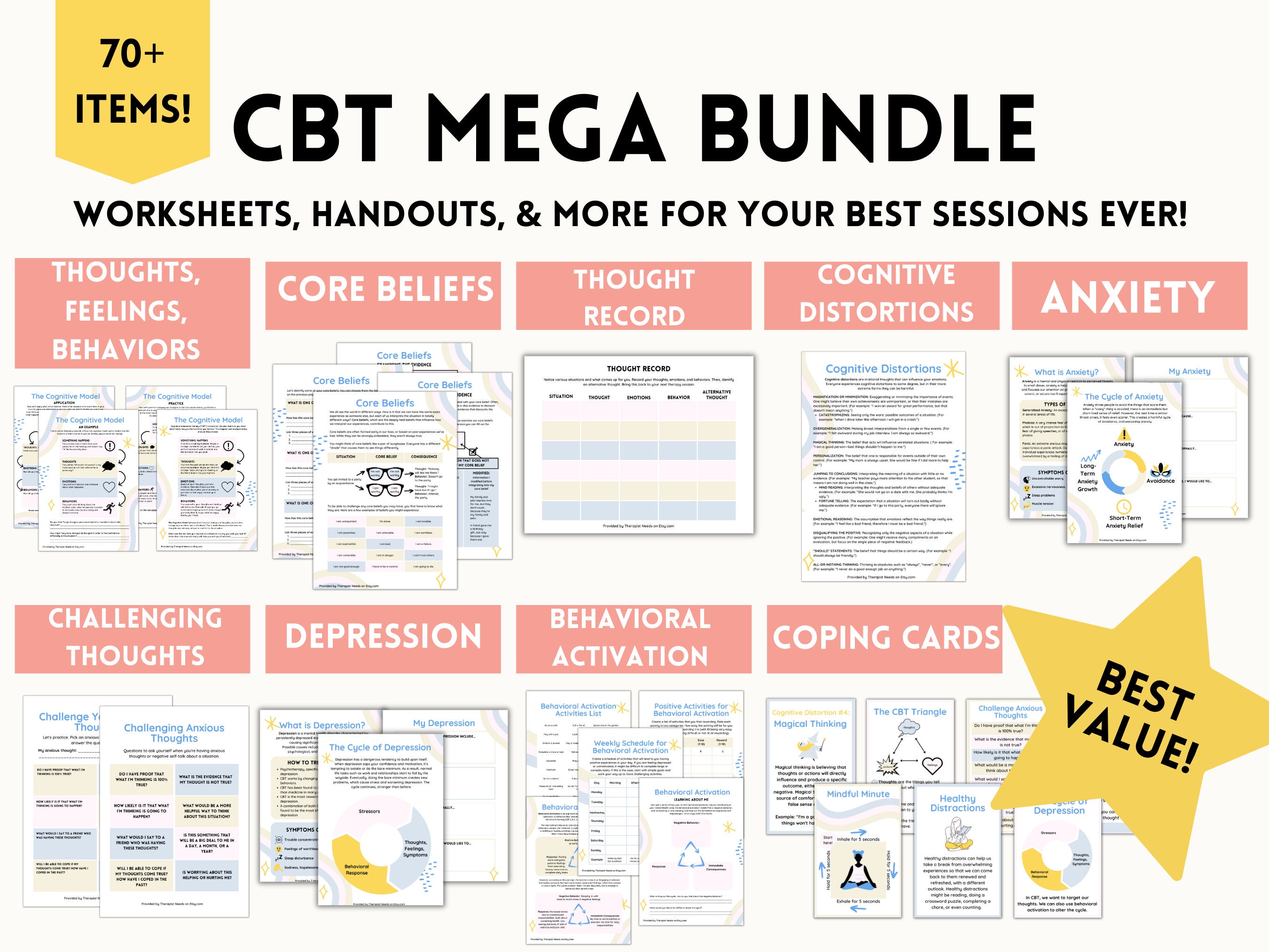 CBT Worksheets Bundle CBT Interventions for Teens and Adults - Etsy UK