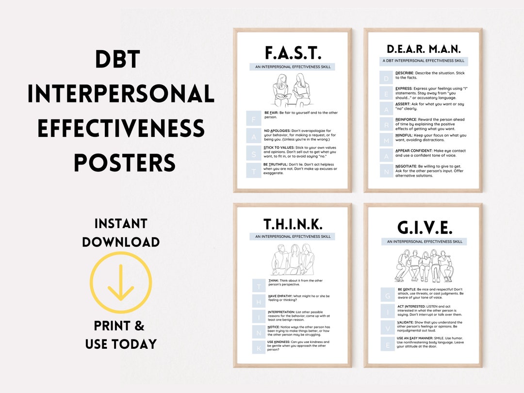 DBT Posters Bundle on Interpersonal Effectiveness Therapist Office ...