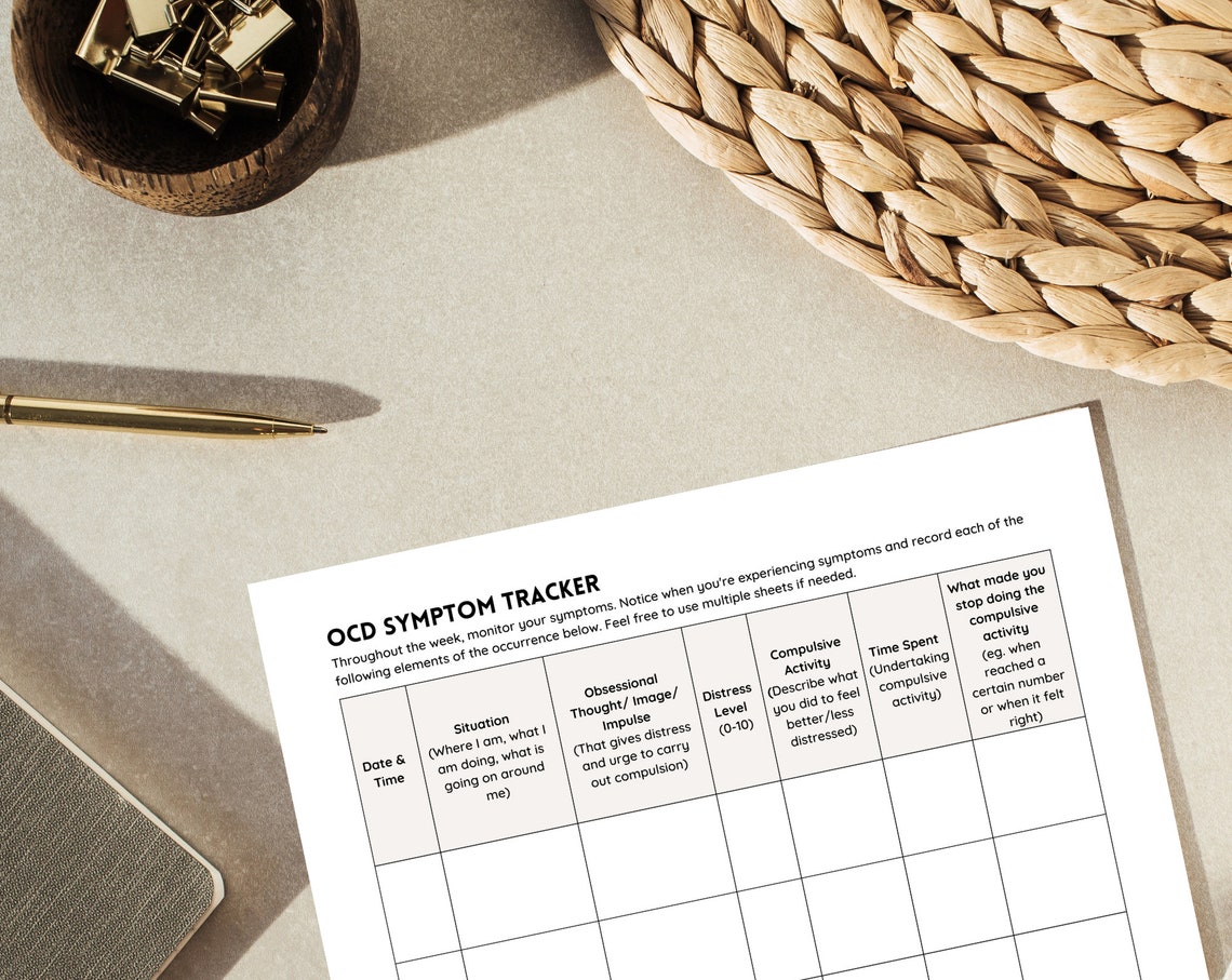 OCD Symptom Tracker OCD Worksheet for Therapists, Counselors, Social ...