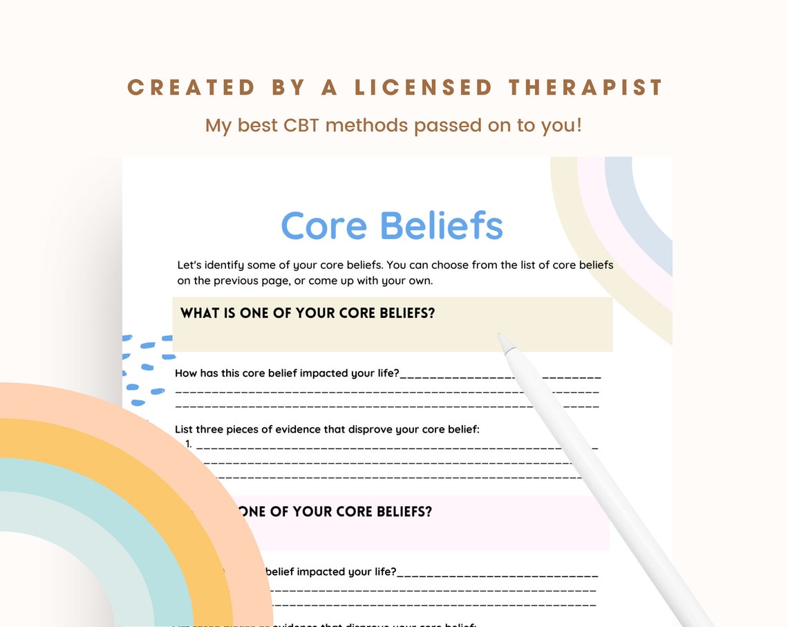 CBT Worksheets: Core Beliefs Therapy Worksheet for Teens and Adults ... CBT Worksheets: Core Beliefs Therapy Worksheet for Teens and Adults ...