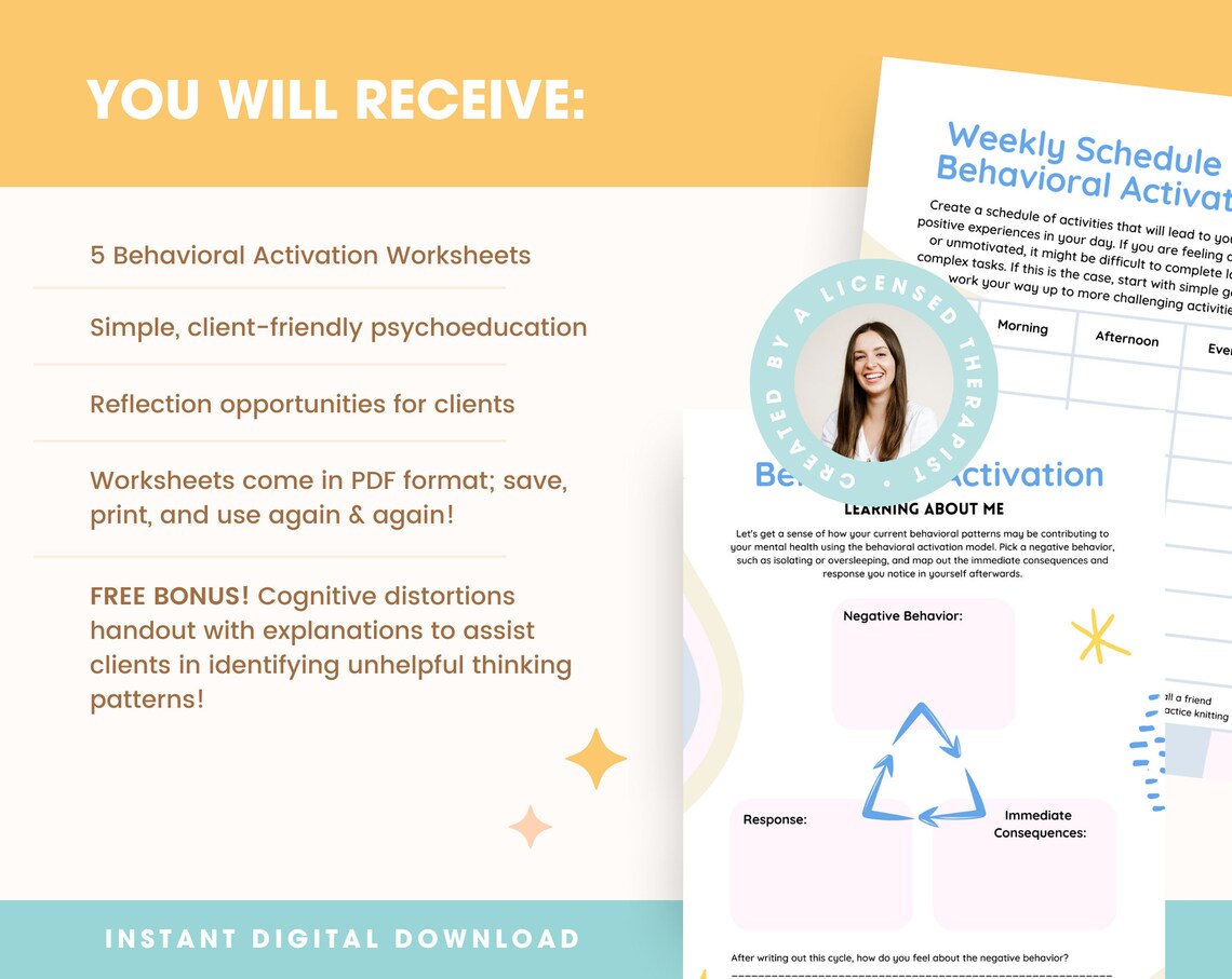 CBT Worksheets: Behavioral Activation Cognitive Behavioral Therapy for ...