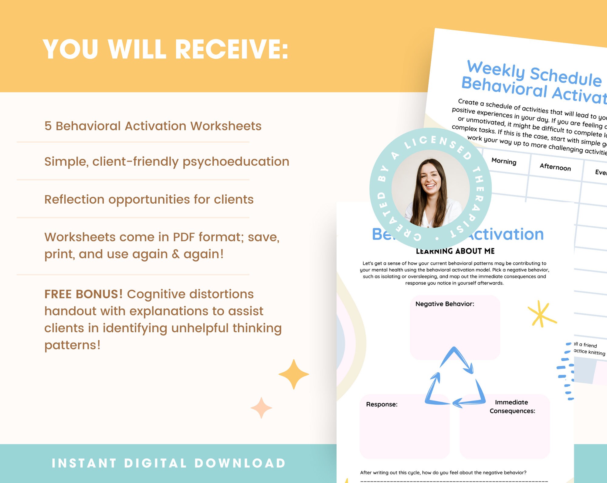 CBT Worksheets: Behavioral Activation Cognitive Behavioral Therapy for ...
