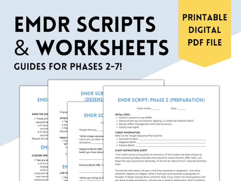 EMDR Scripts & EMDR Worksheets EMDR Tools Emdr Resources for - Etsy