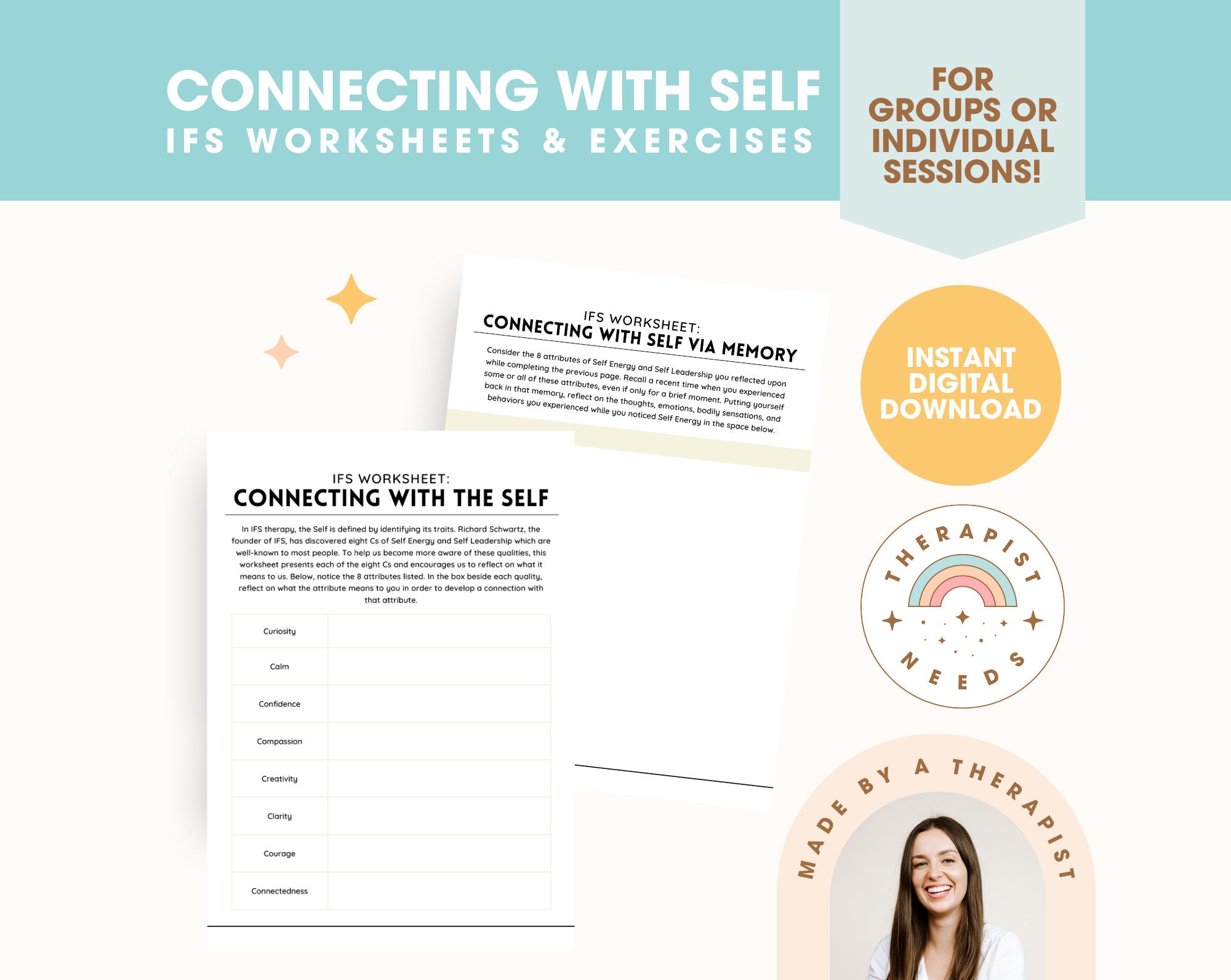 IFS Worksheet on Connecting With Self! Internal Family Systems Therapy ...