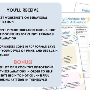 CBT Worksheets: Behavioral Activation Cognitive Behavioral - Etsy