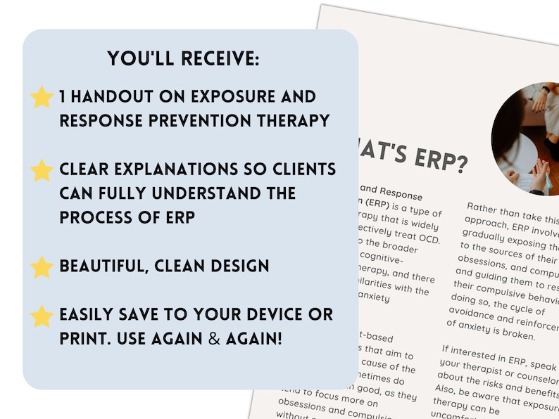 OCD & ERP Handout OCD Worksheet for Therapists Counselors - Etsy