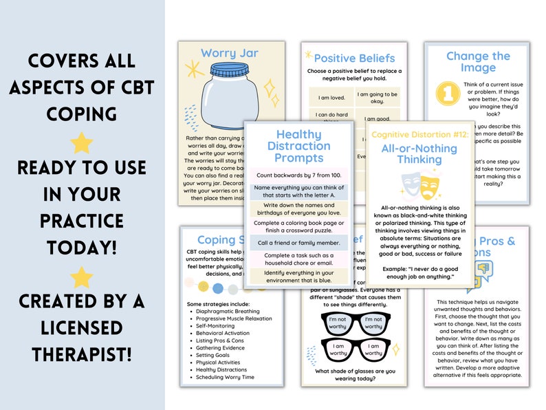 CBT Coping Cards CBT Interventions for Teens and Adults CBT - Etsy