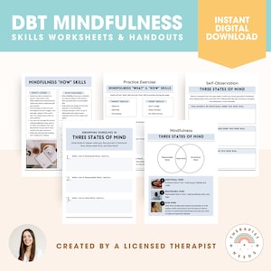DBT Skills Training Worksheets & Handouts: Mindfulness DBT Wise Mind ...