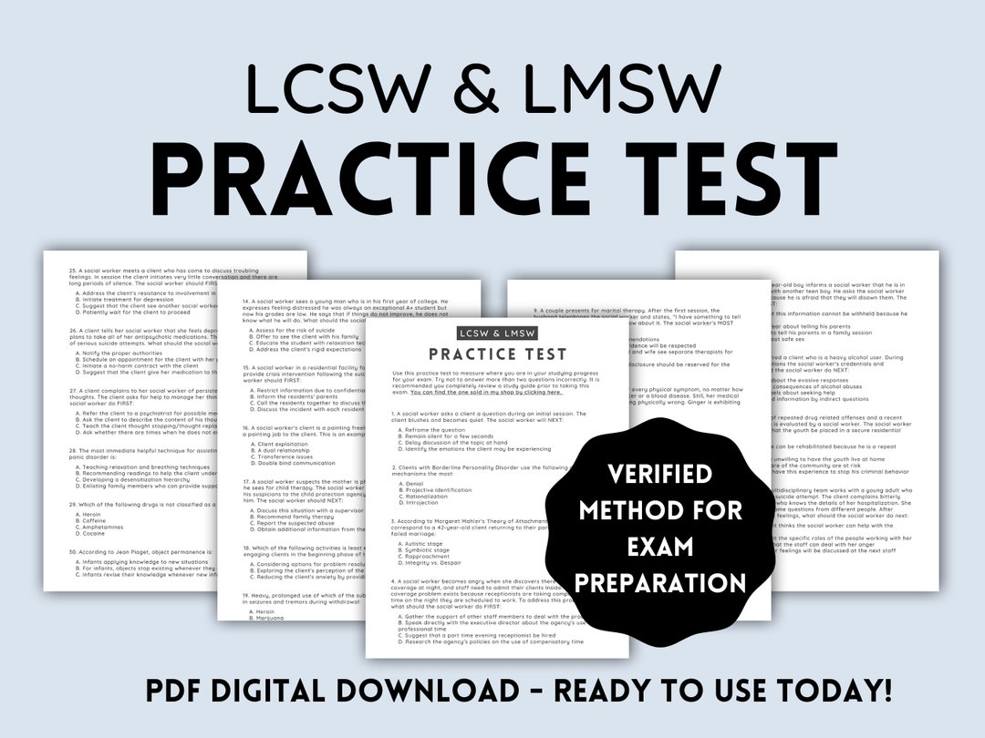 LCSW LMSW Exam Practice Test Study Guide Tool To Ace Your Etsy